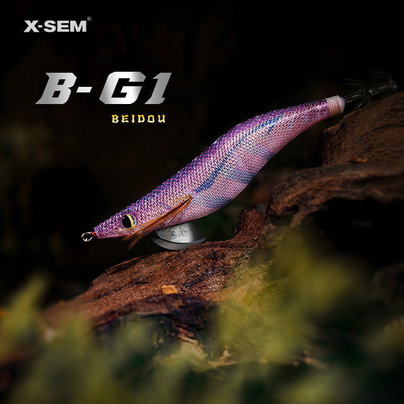X-SEM B-G1 UV Glow Squid Jig – 3.5 Size, Flash Finish – X-SEM FISHING